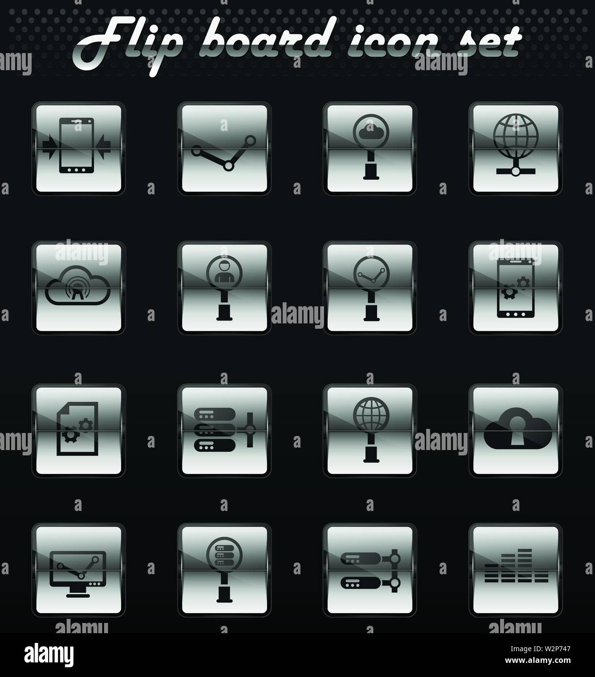 social network vector flip mechanical icons for user interface design ...