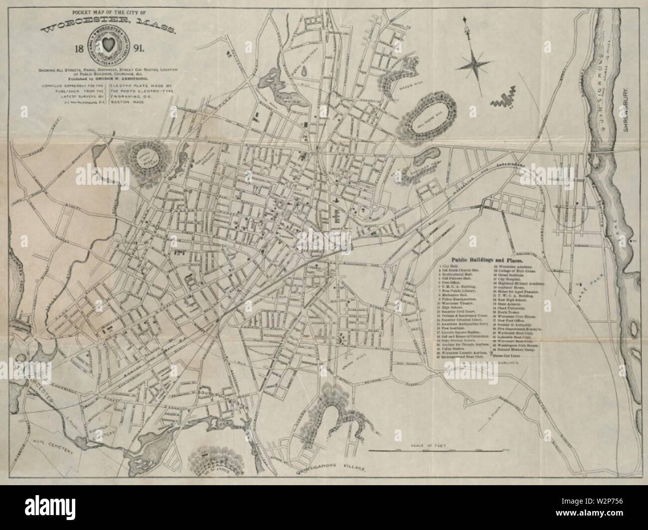 Worcester massachusetts map hi-res stock photography and images - Alamy