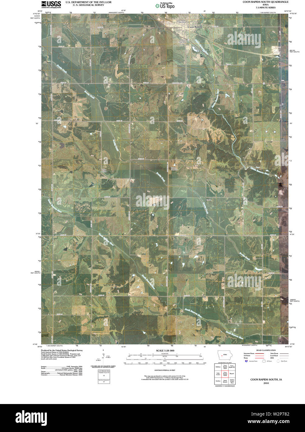 USGS TOPO Maps Iowa IA Coon Rapids South 20100422 TM Restoration Stock ...