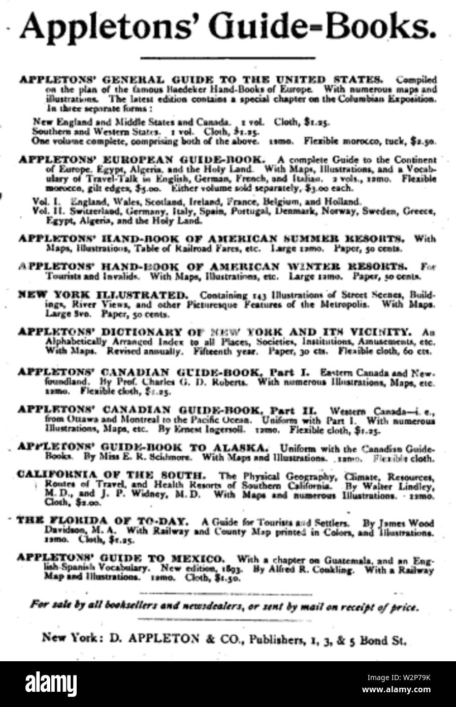 1893 Appletons Guide Books advert Stock Photo - Alamy