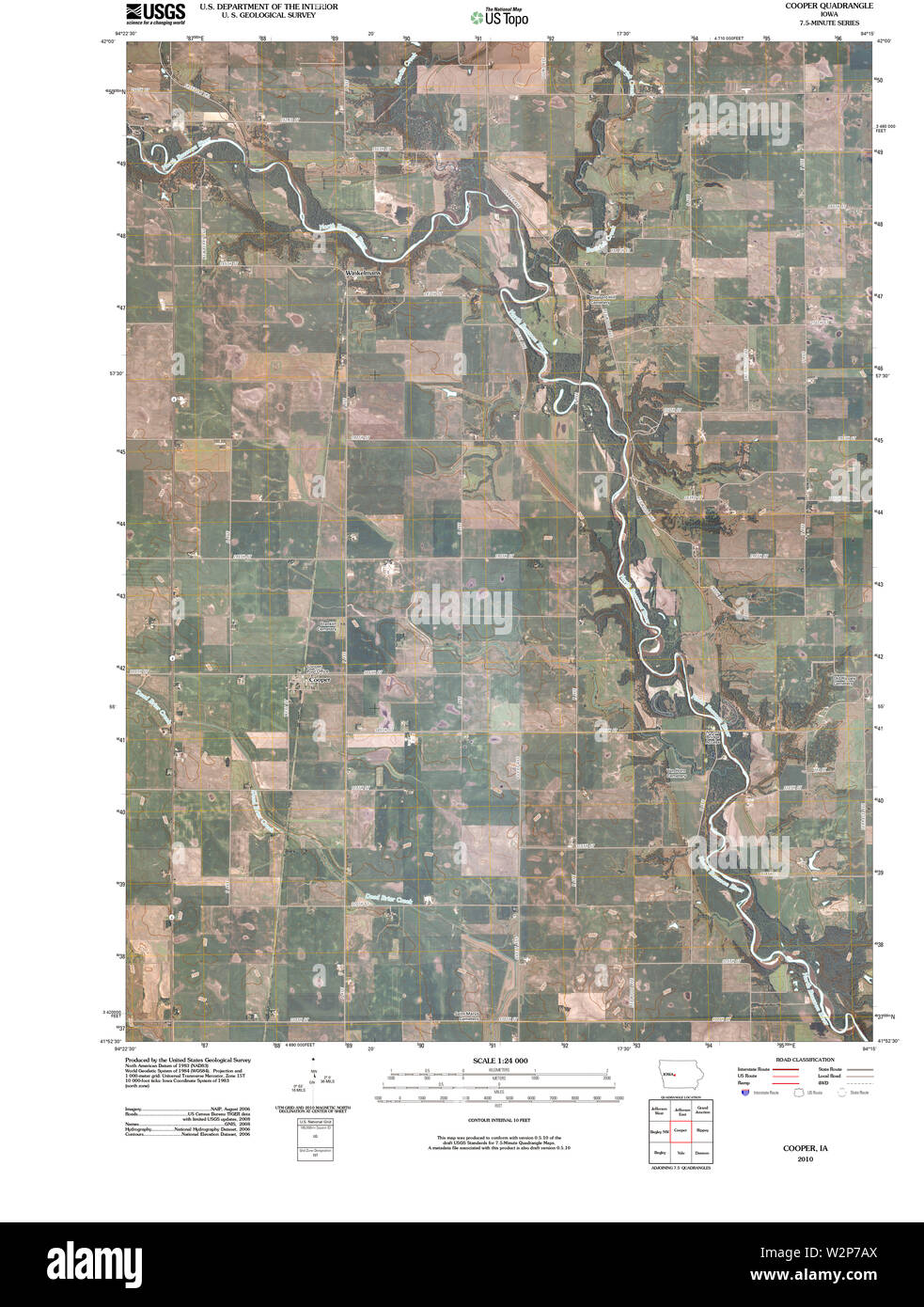 USGS TOPO Maps Iowa IA Cooper 20100422 TM Restoration Stock Photo - Alamy