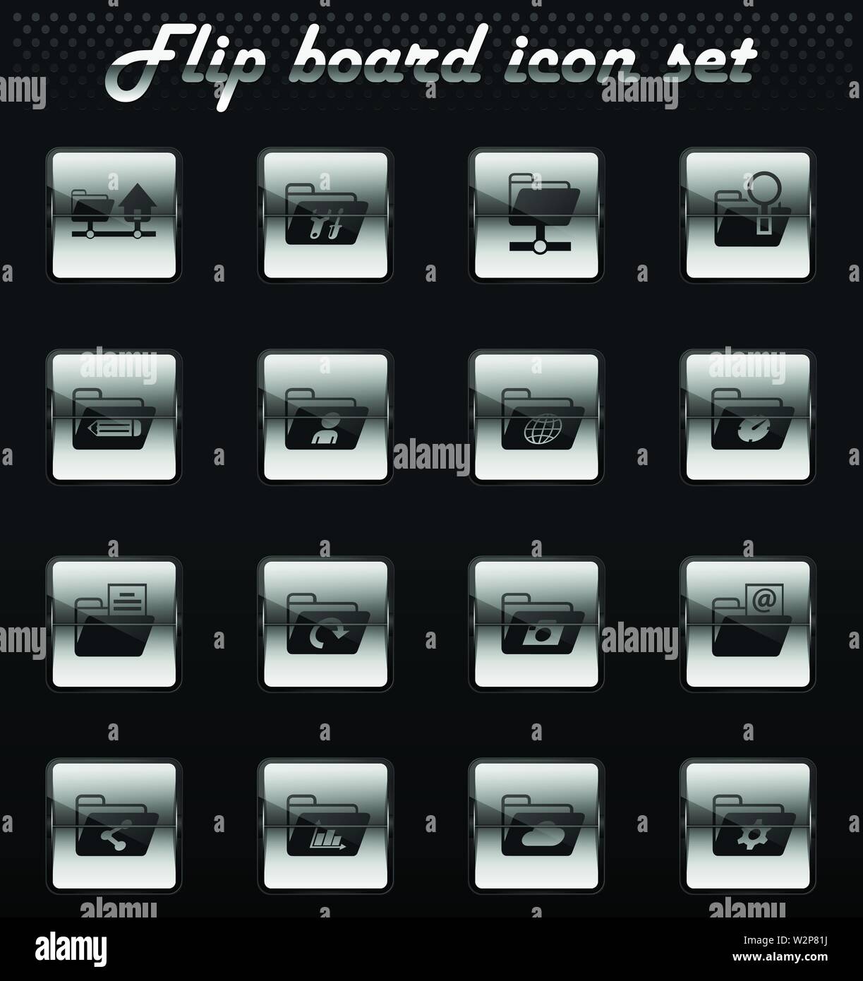 folders vector flip mechanical icons for user interface design Stock ...