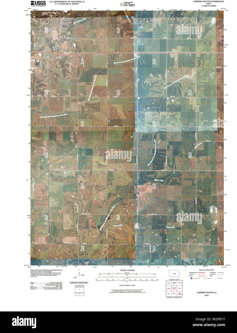 USGS TOPO Maps Iowa IA Corning South 20100422 TM Restoration Stock ...