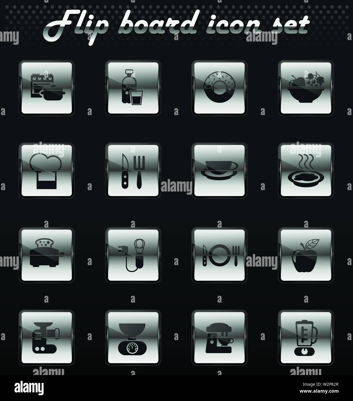 food and kitchen vector flip mechanical icons for user interface design ...