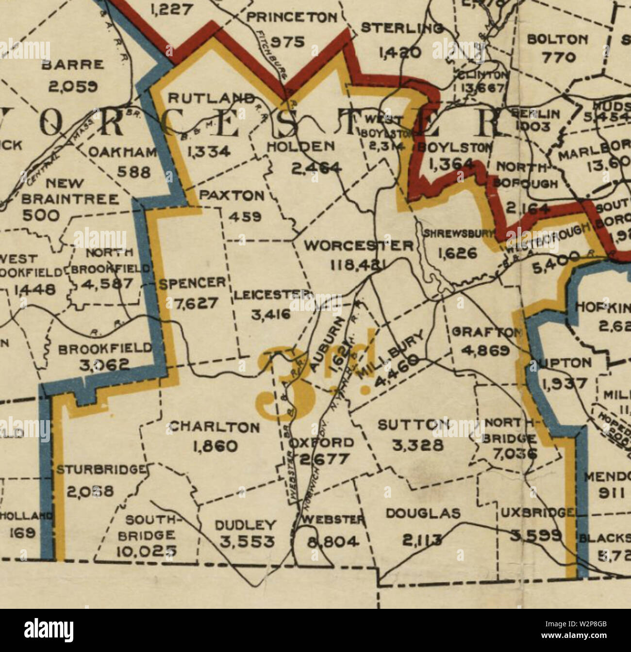 1901 District 3 detail of Massachusetts Congressional Districts map BPL ...