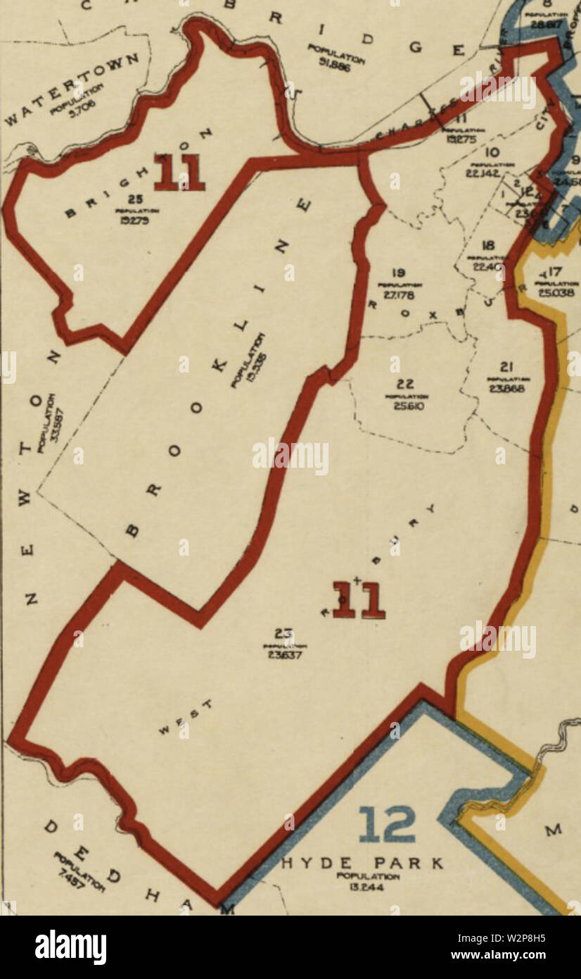 1901 District 11 detail of Massachusetts Congressional Districts map ...