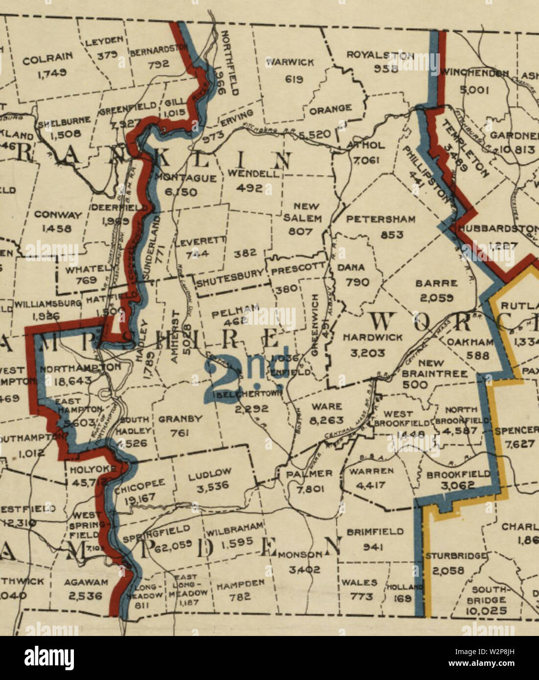 1901 District 2 detail of Massachusetts Congressional Districts map BPL ...