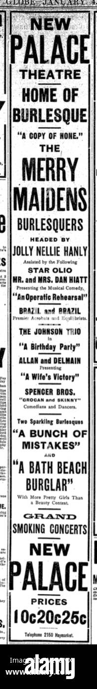 1903 PalaceTheatre BostonGlobe January4 Stock Photo - Alamy