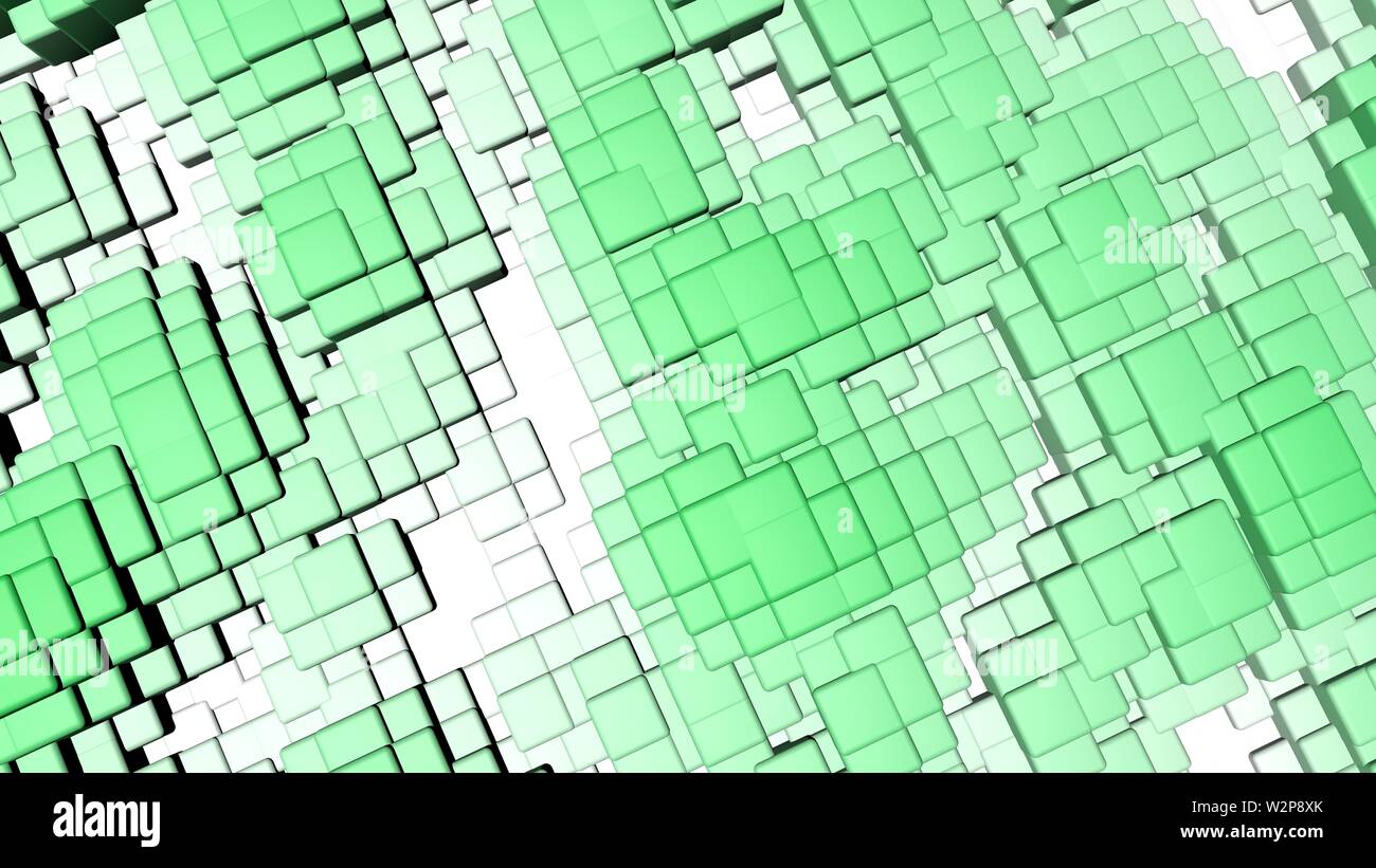 Bright colorful, dynamic and shiny solid squares floating in a wavy ...