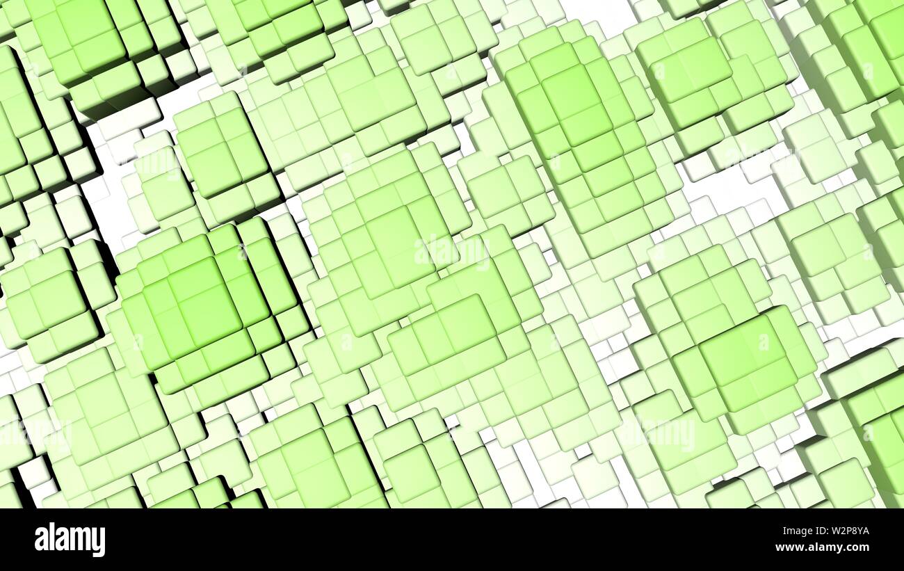Bright colorful, dynamic and shiny solid squares floating in a wavy ...