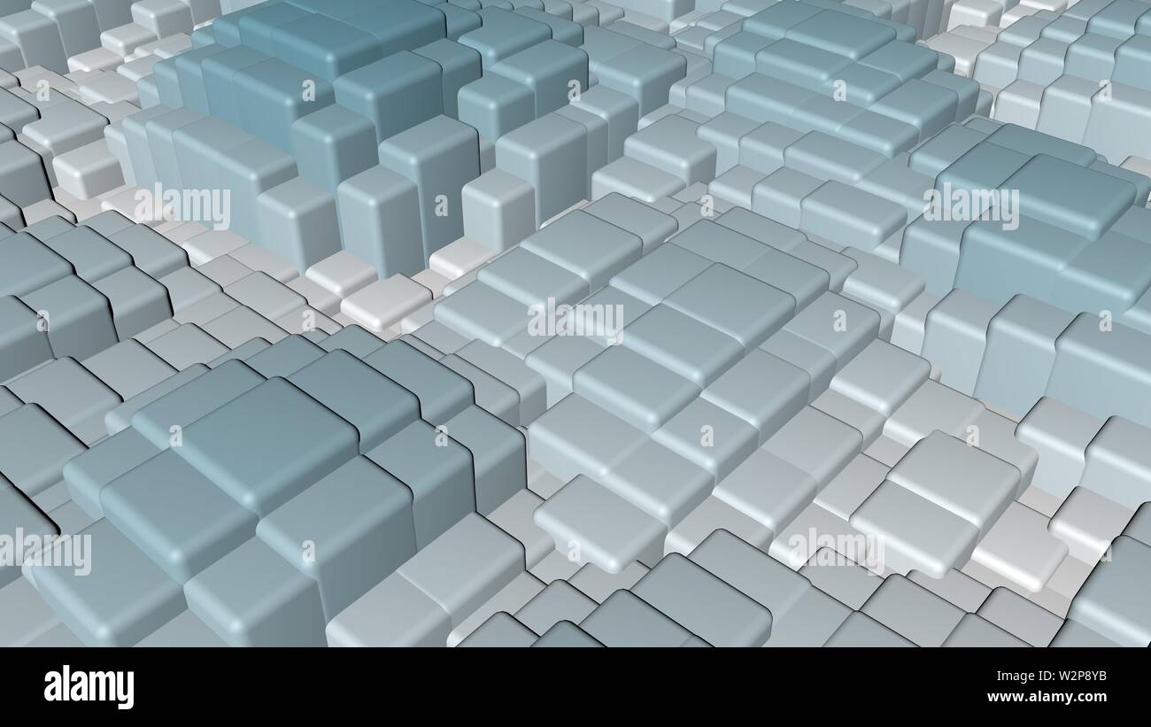 Bright colorful, dynamic and shiny solid squares floating in a wavy ...