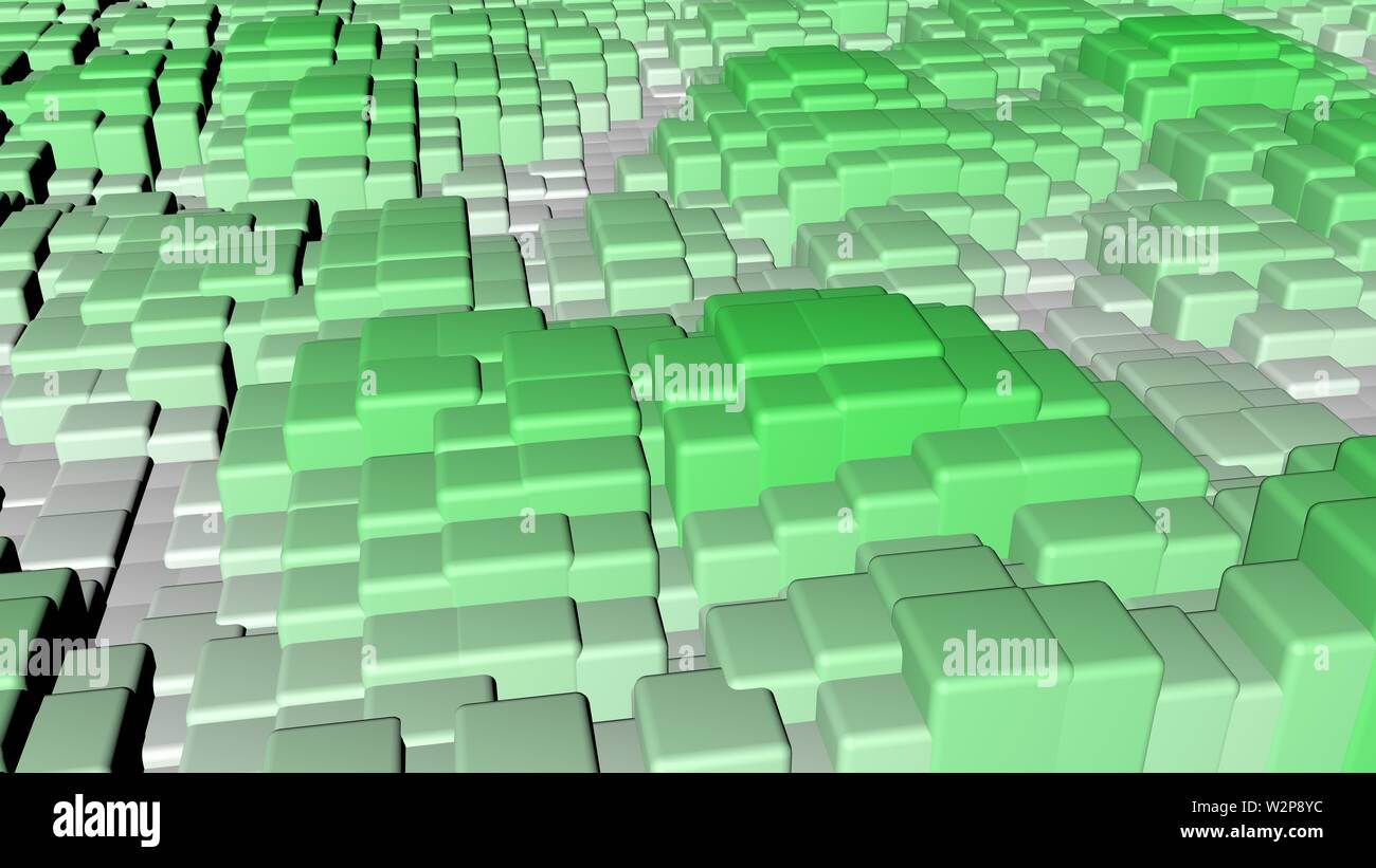 Bright colorful, dynamic and shiny solid squares floating in a wavy ...