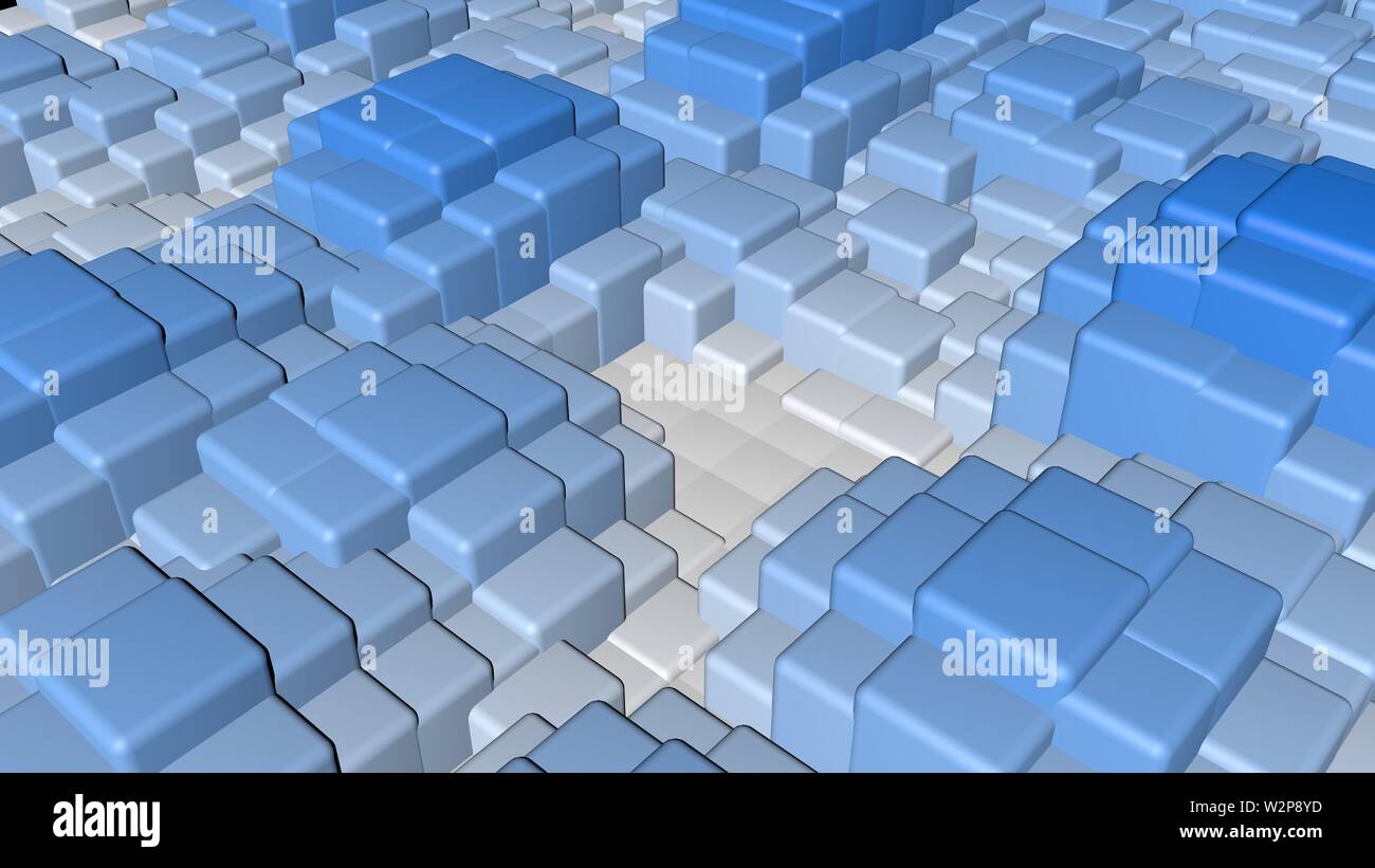 Bright colorful, dynamic and shiny solid squares floating in a wavy ...