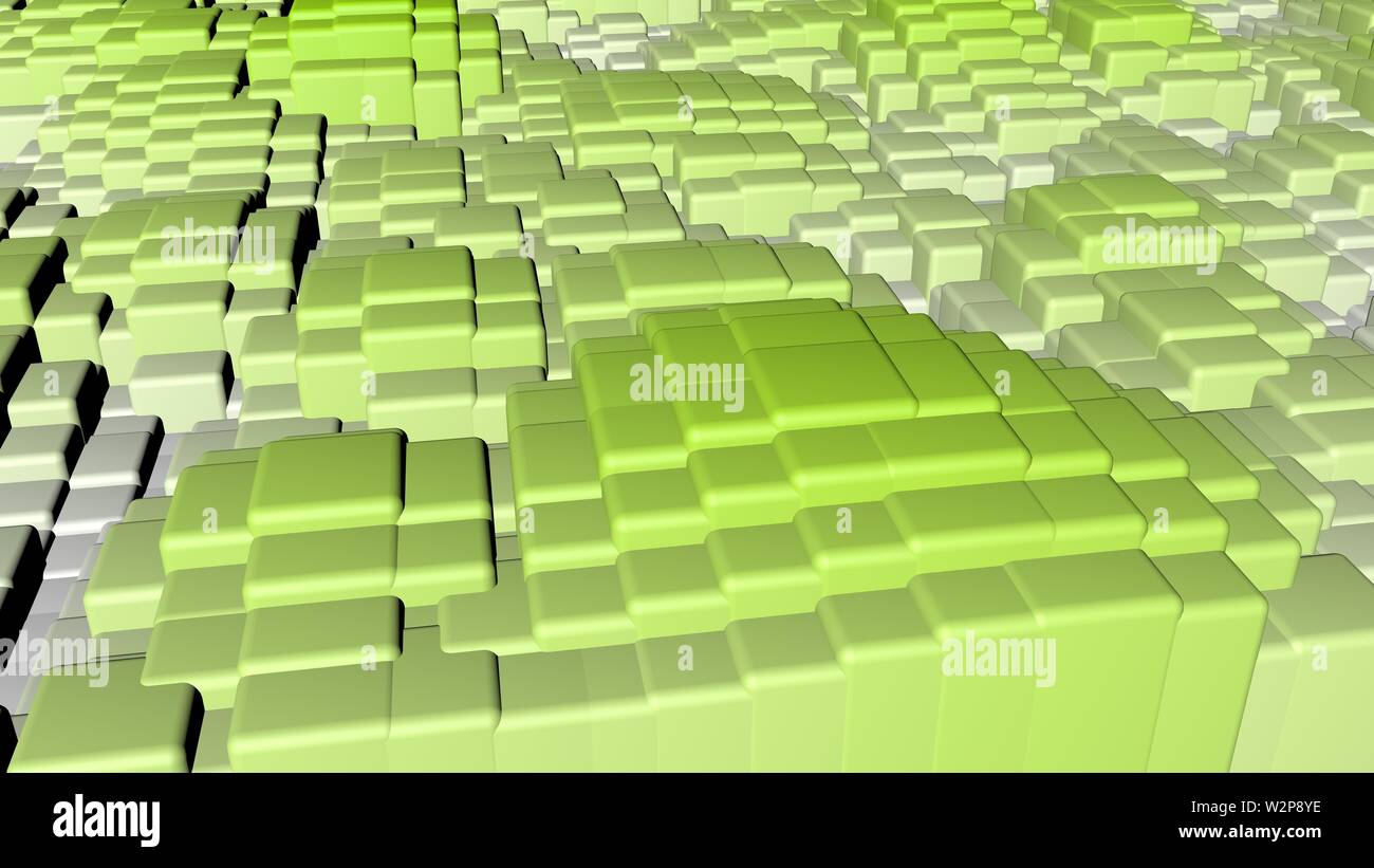 Bright colorful, dynamic and shiny solid squares floating in a wavy ...