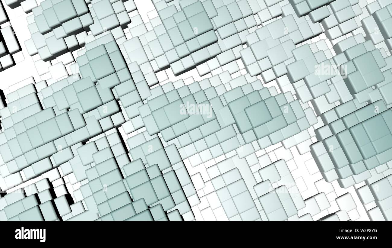 Bright colorful, dynamic and shiny solid squares floating in a wavy ...