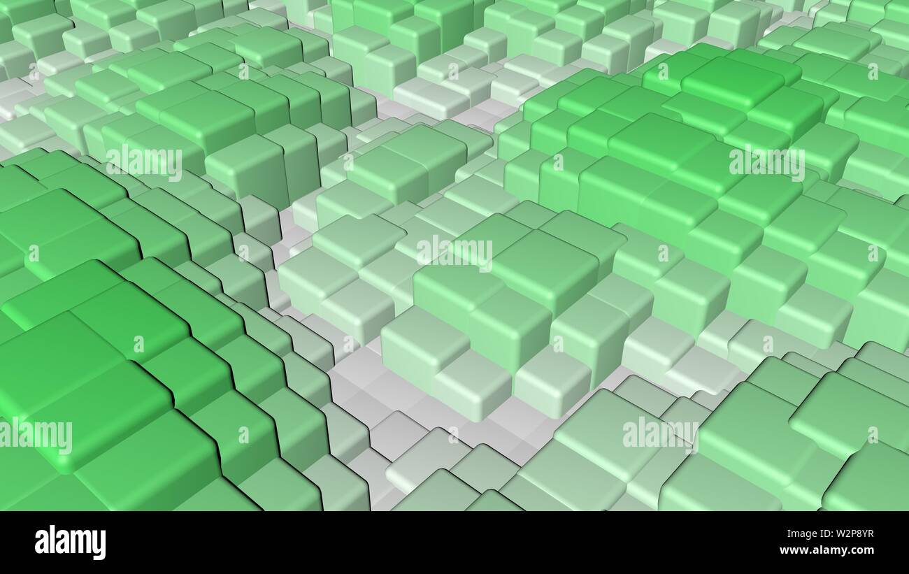 Bright colorful, dynamic and shiny solid squares floating in a wavy ...