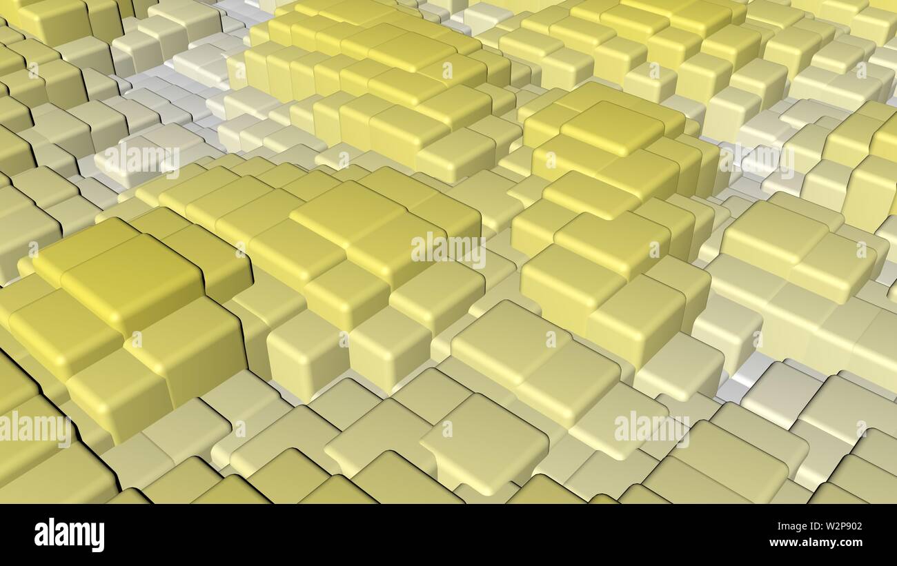 Bright colorful, dynamic and shiny solid squares floating in a wavy ...