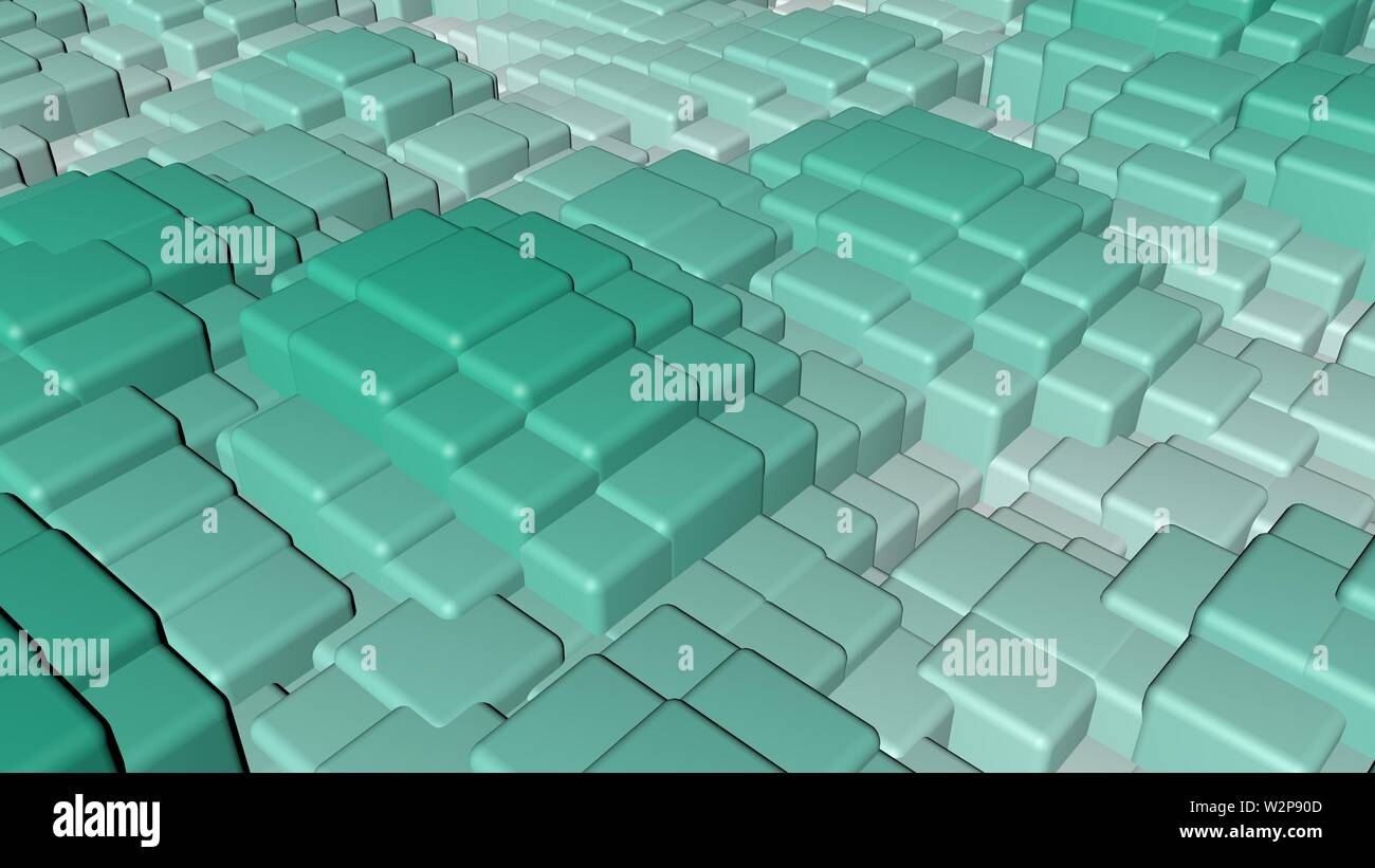 Bright colorful, dynamic and shiny solid squares floating in a wavy ...