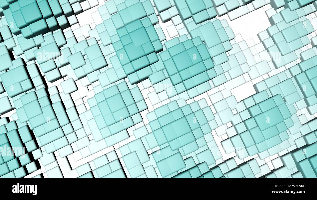 Bright colorful, dynamic and shiny solid squares floating in a wavy ...
