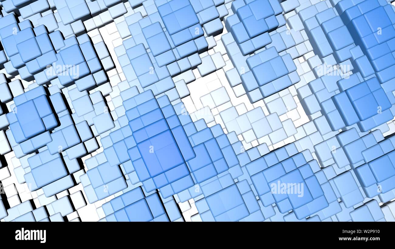 Bright colorful, dynamic and shiny solid squares floating in a wavy ...