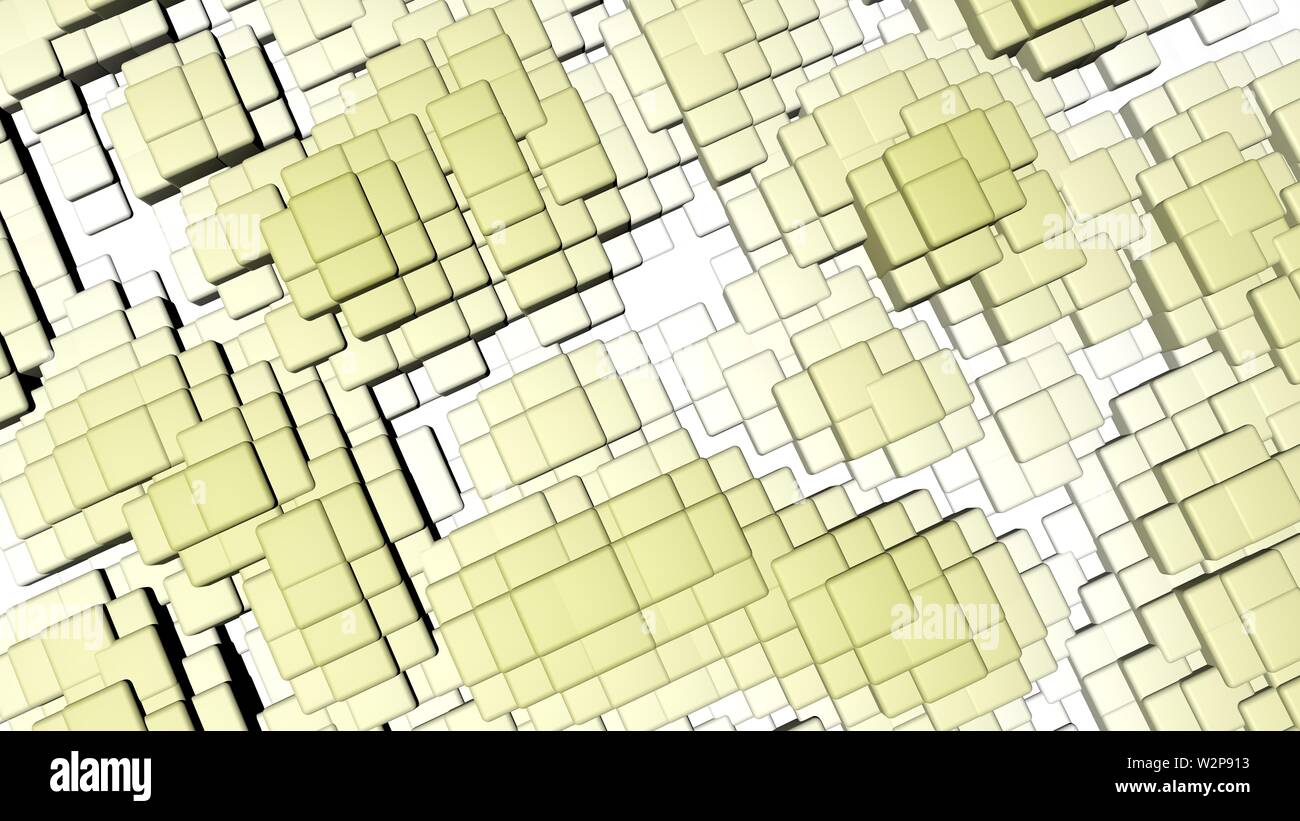 Bright colorful, dynamic and shiny solid squares floating in a wavy ...