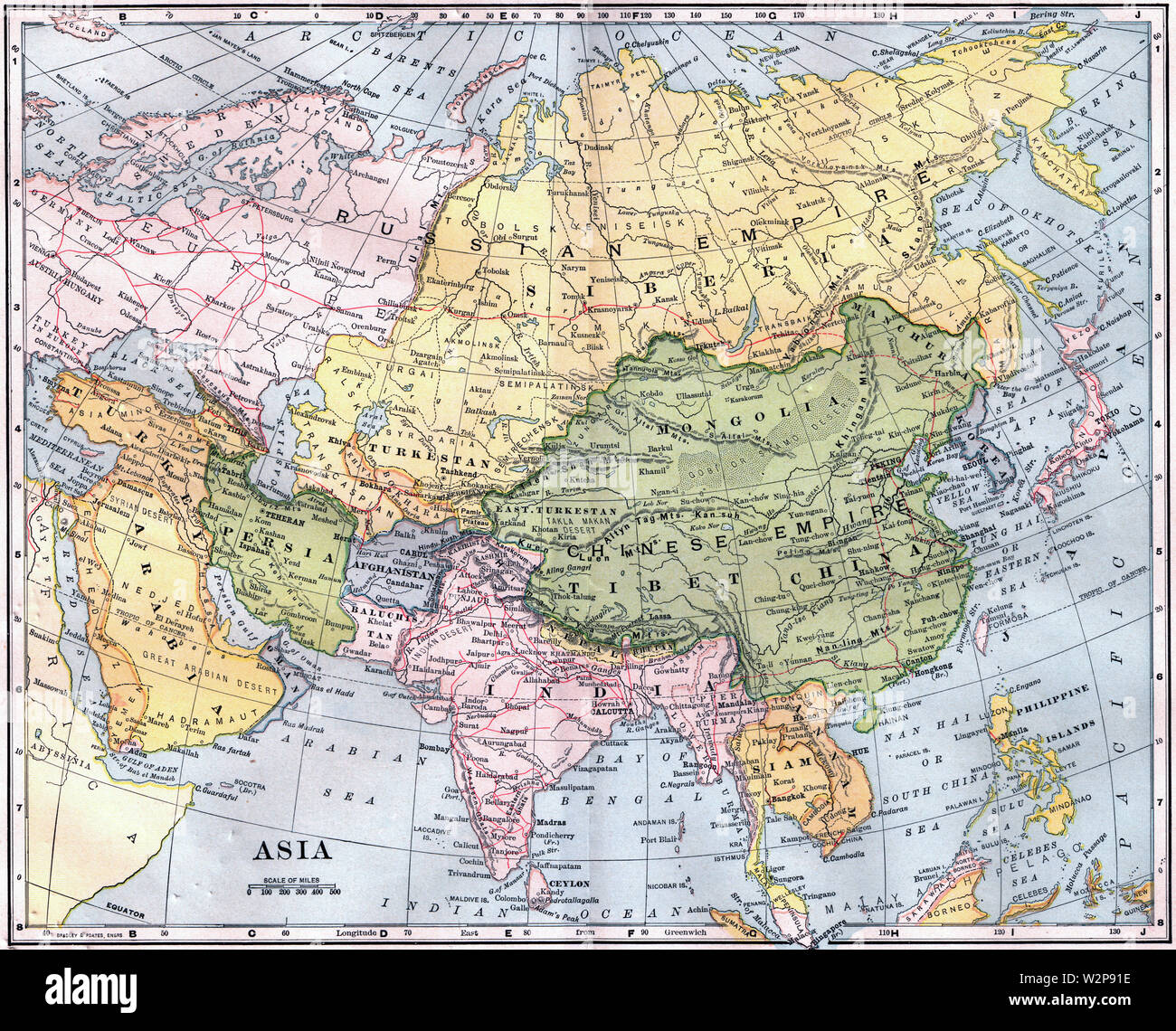 1904 map of Asia Stock Photo - Alamy