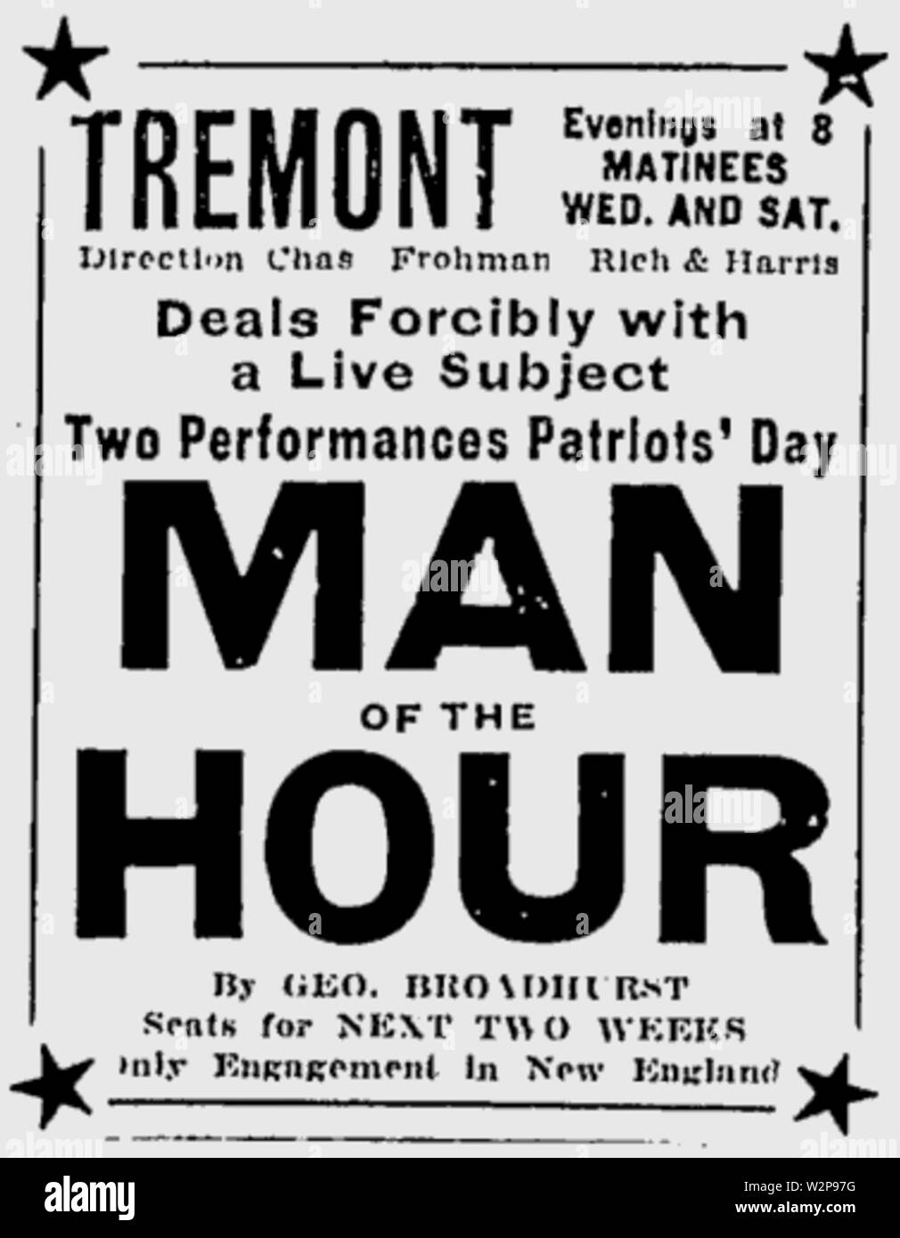 1908 TremontTheatre BostonEveningTranscript 17April Stock Photo - Alamy