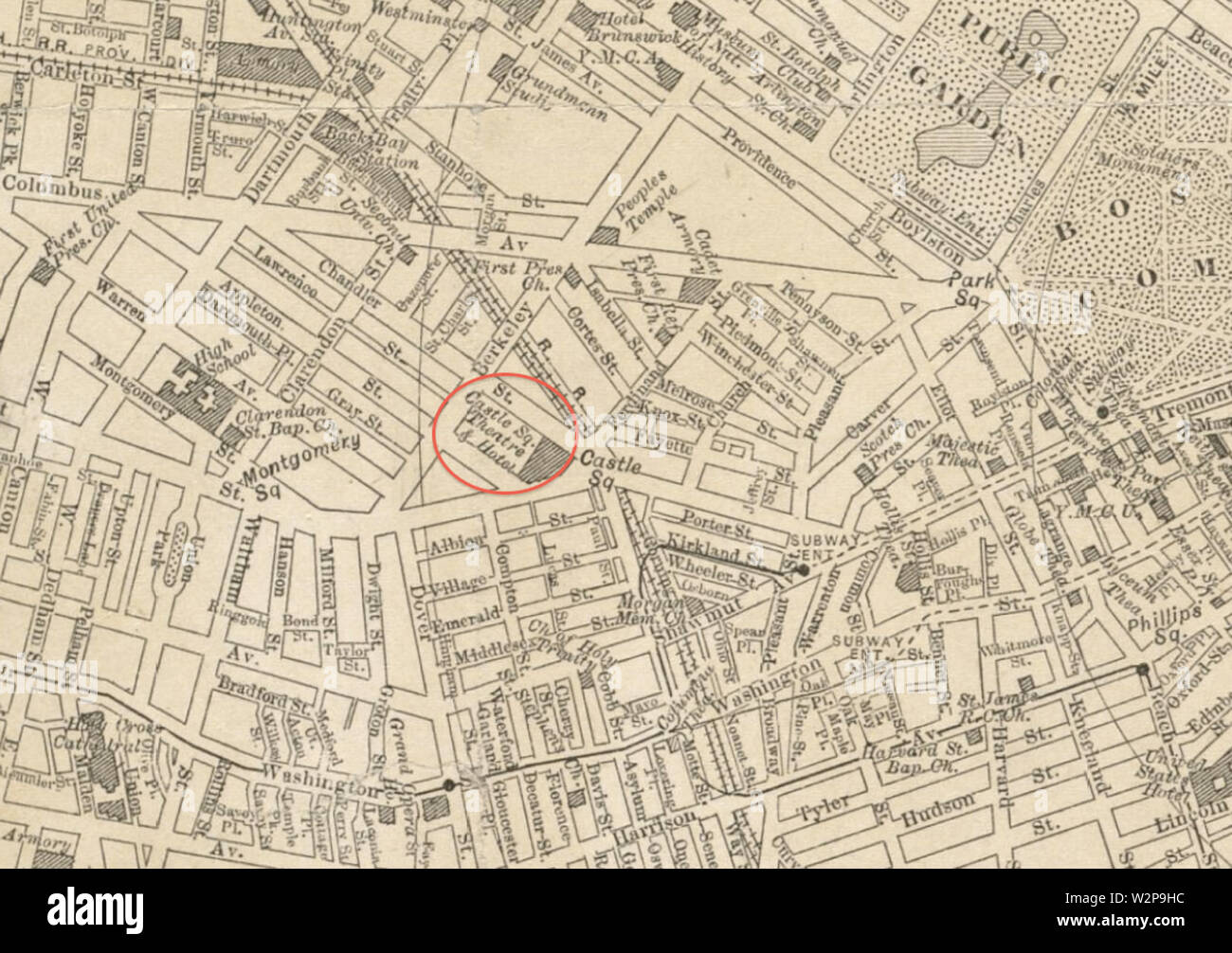 1911 CastleSqTheatre Boston map bySampsonMurdockCo BPL 12558 detail ...