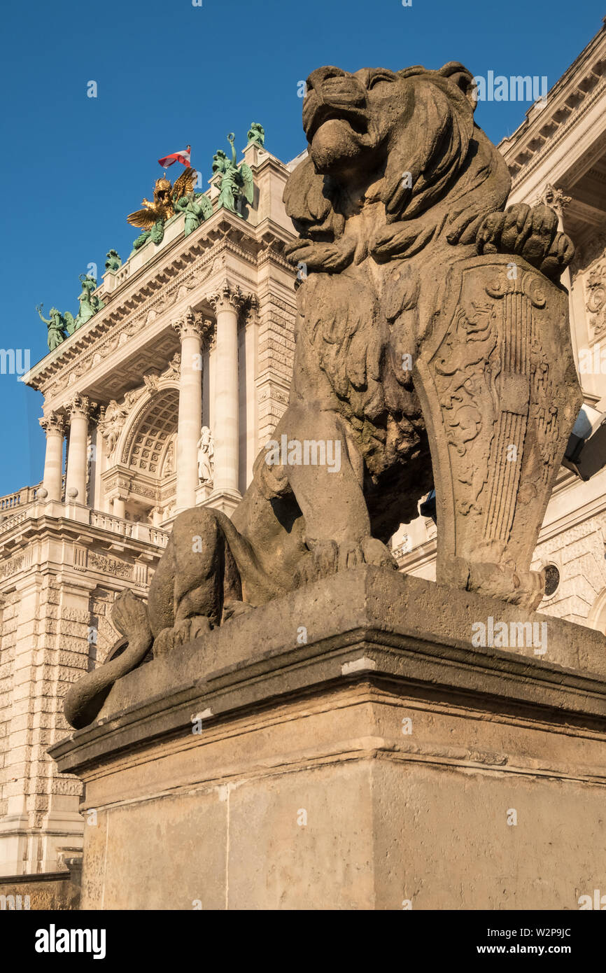 Exterior architectural detail of the Austrian National Library entrance ...