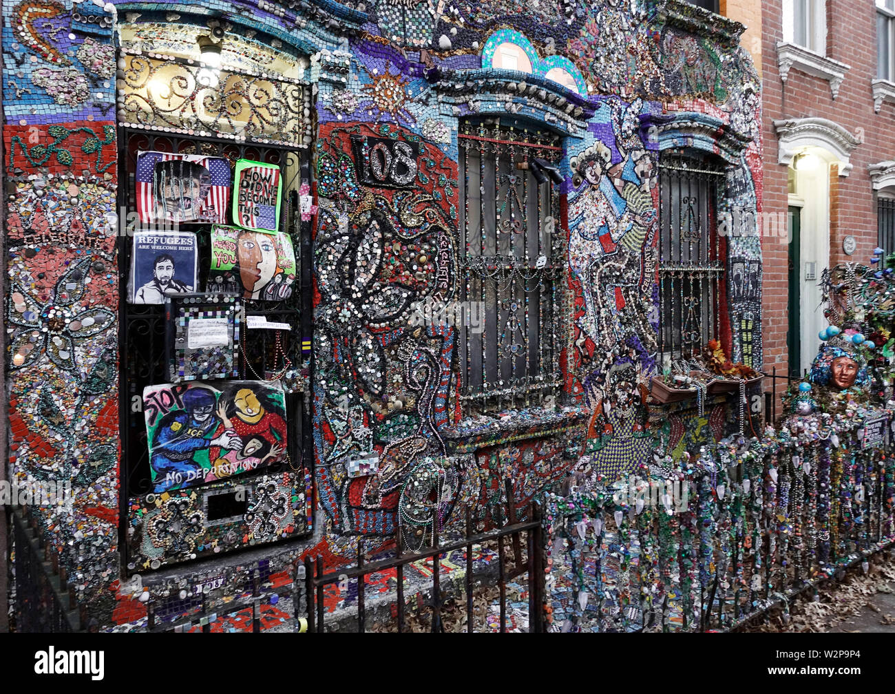 Mosaic house in Boerum Hill Brooklyn NYC Stock Photo - Alamy