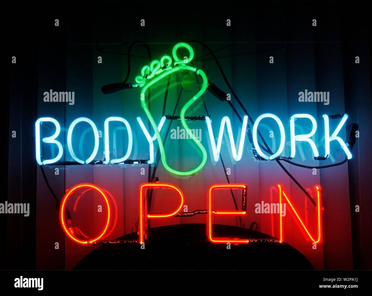 body work neon open sign Stock Photo - Alamy