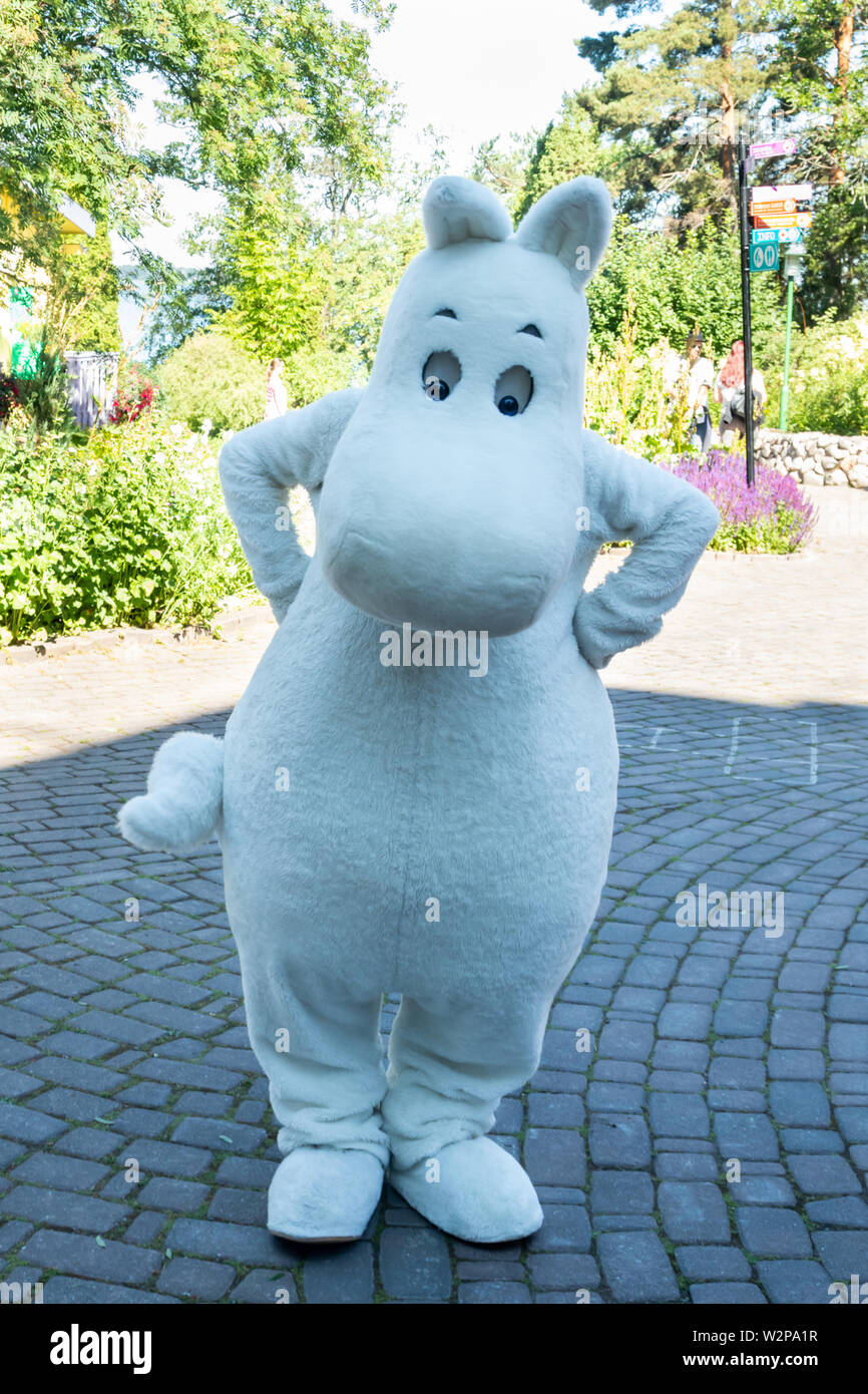 Naantali, Finland - 28 June, 2019: Moomintroll in park Moominworld at ...