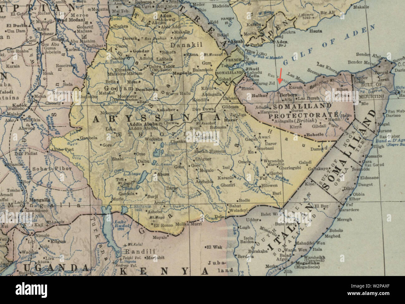 1922 Berbera detail Map of Africa and Adjoining Portions of Europe and ...