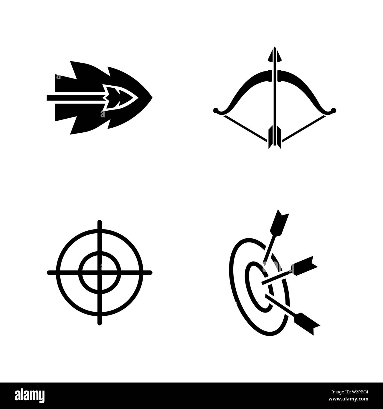 Bows and Arrows. Simple Related Vector Icons Set for Video, Mobile Apps ...