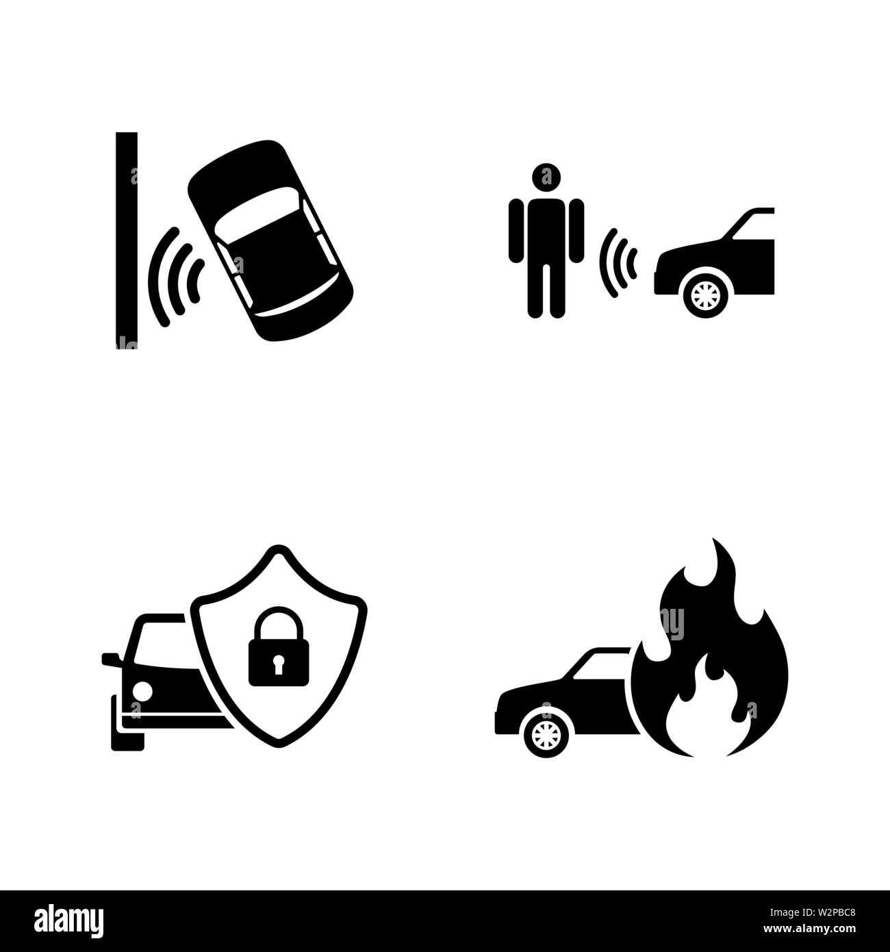 Auto Safety. Simple Related Vector Icons Set for Video, Mobile Apps ...