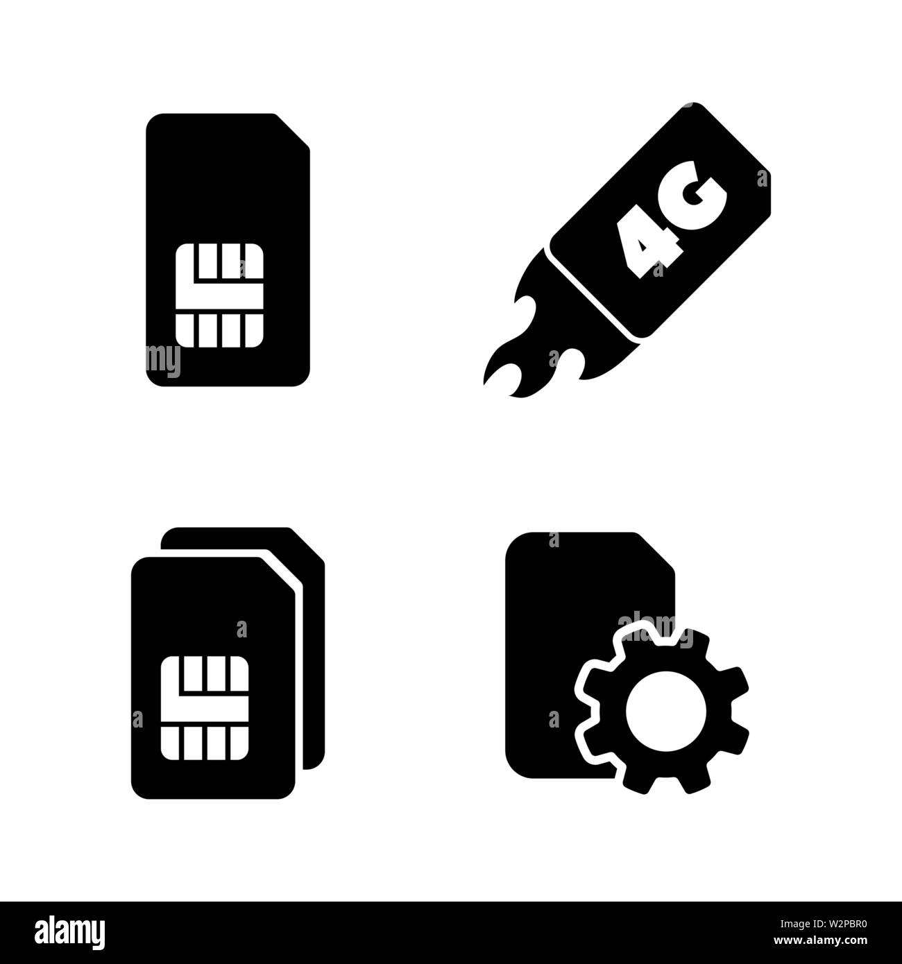 4G Sim Card. Simple Related Vector Icons Set for Video, Mobile Apps ...
