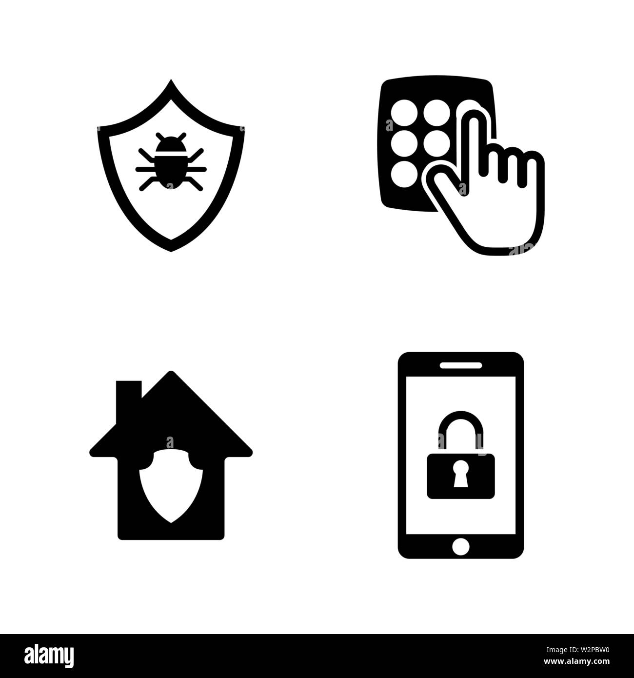 Personal Security. Simple Related Vector Icons Set for Video, Mobile ...