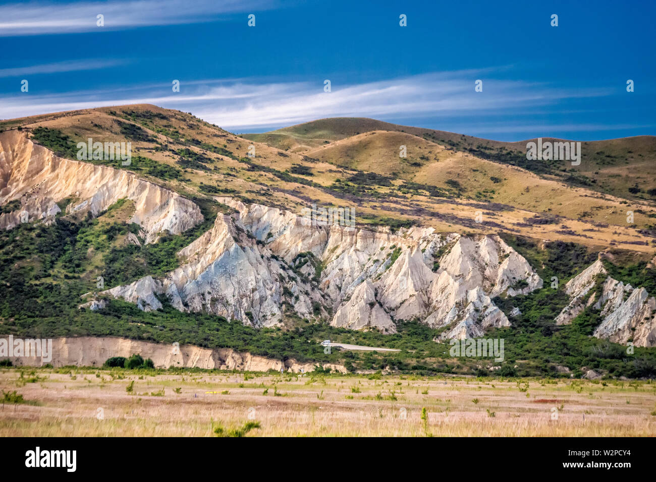 Rock formations called Clay Cliffs near historic city of Arrowtown, New ...