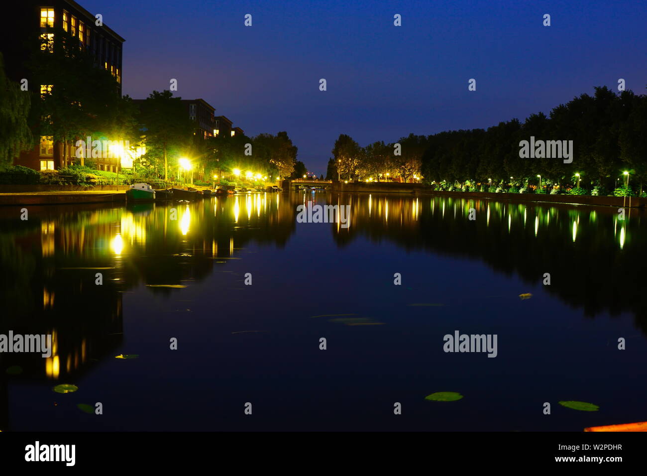 landscape foto of amsterdam near erasmus park at night Stock Photo - Alamy