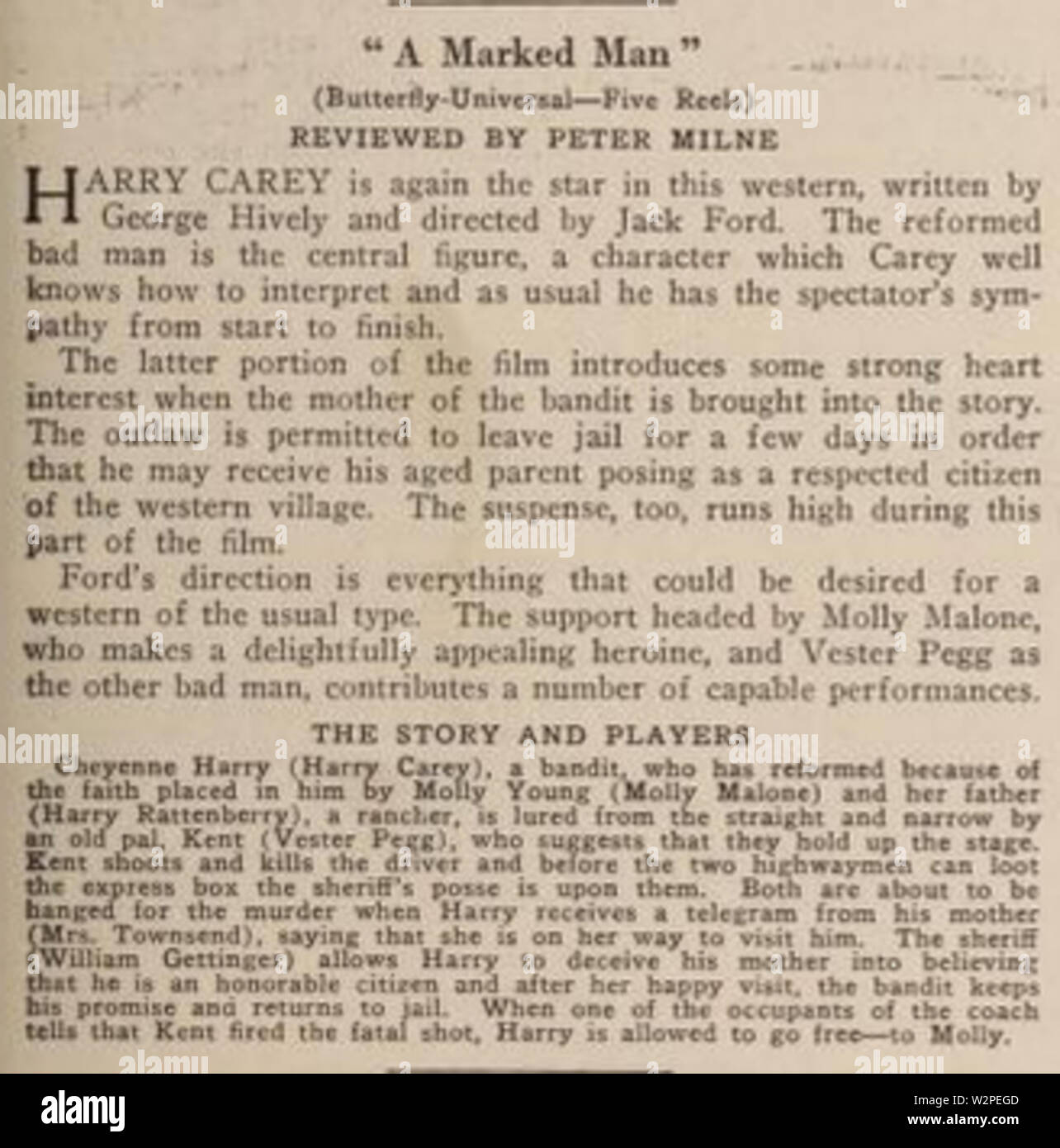 A Marked Man - Review Stock Photo - Alamy