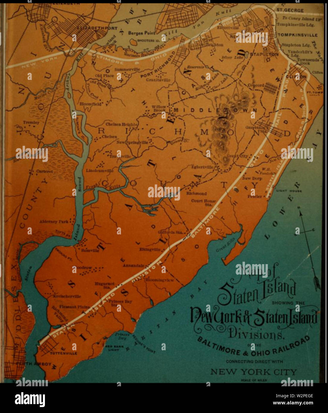 A Map of the Staten Island Rapid Transit Company from 1885 Stock Photo ...