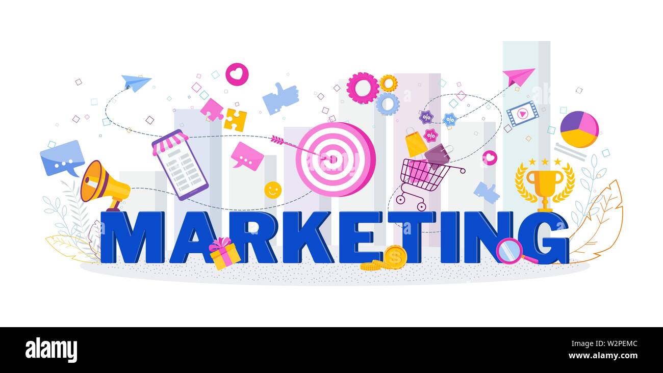 Marketing strategy. Trendy flat vector style typography Stock Vector ...