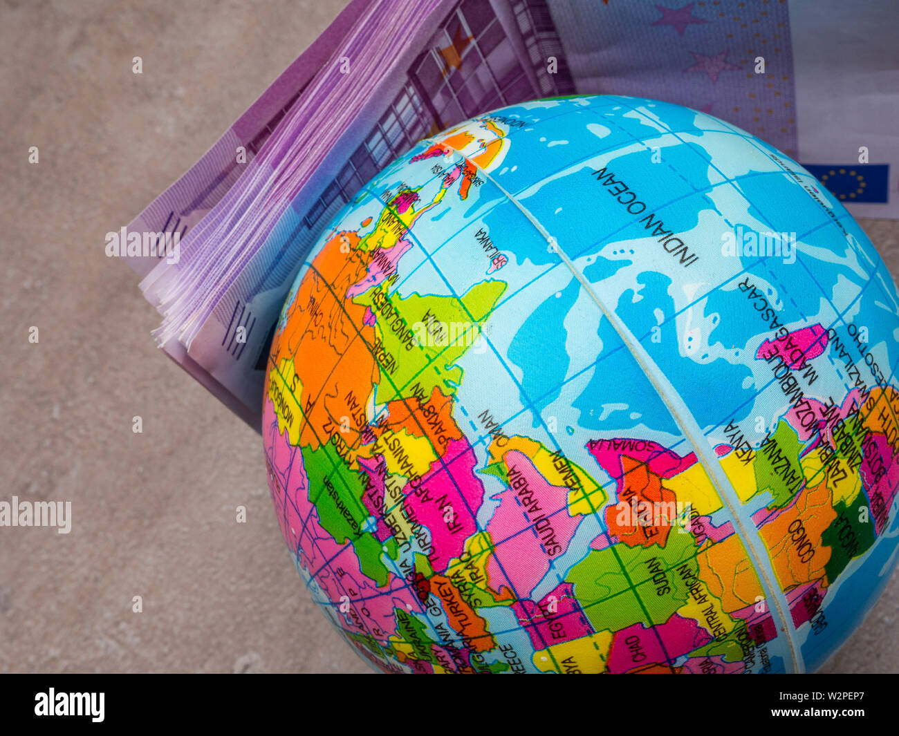 Global business and economy. World globe and euro international money ...