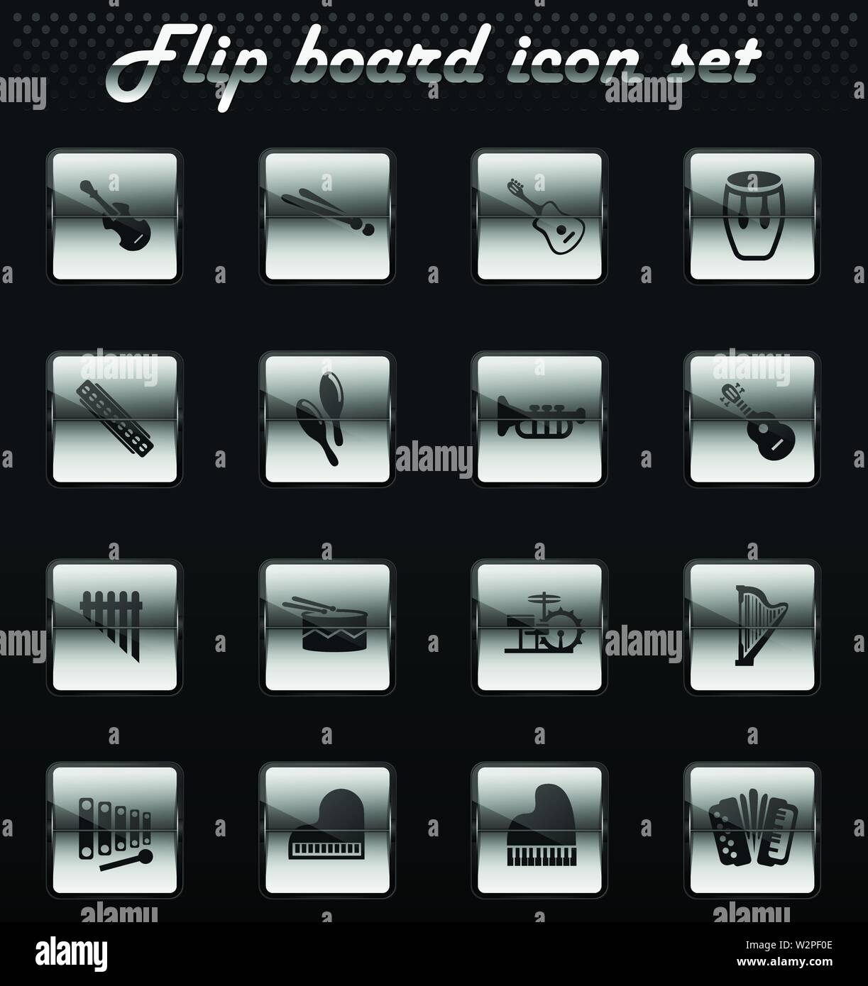 musical instruments vector flip mechanical icons for user interface ...
