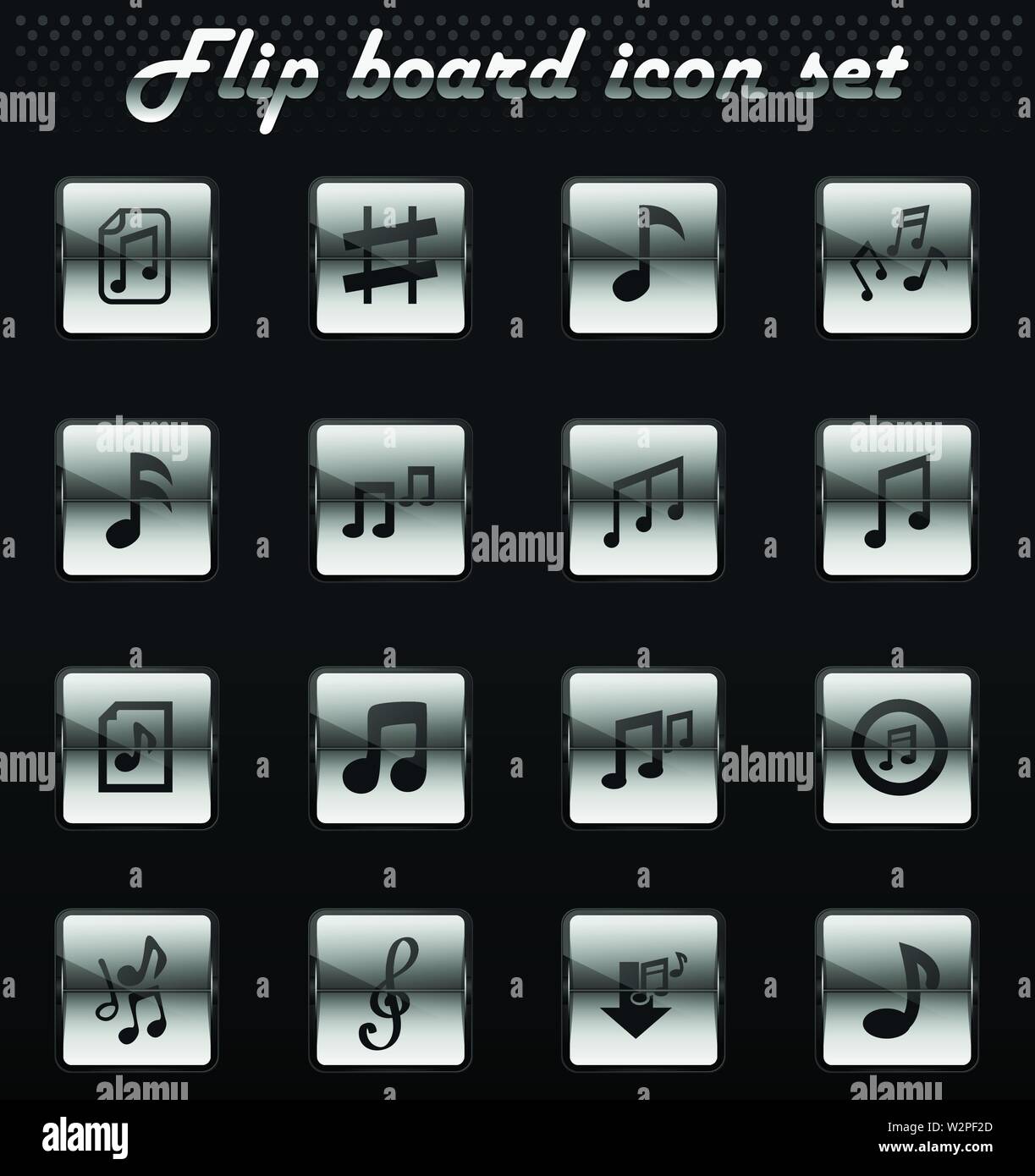 musical notes vector flip mechanical icons for user interface design ...