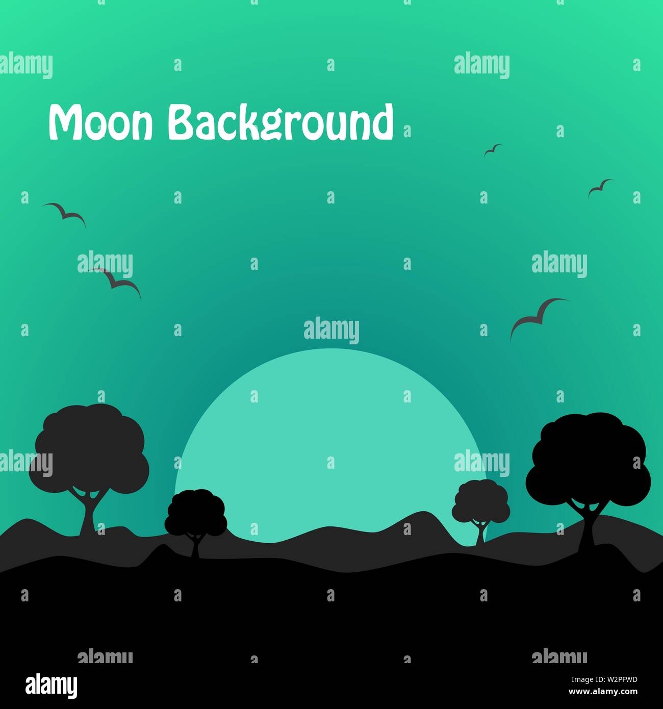 moon night desert nature background. Vector eps10 Stock Vector Image ...