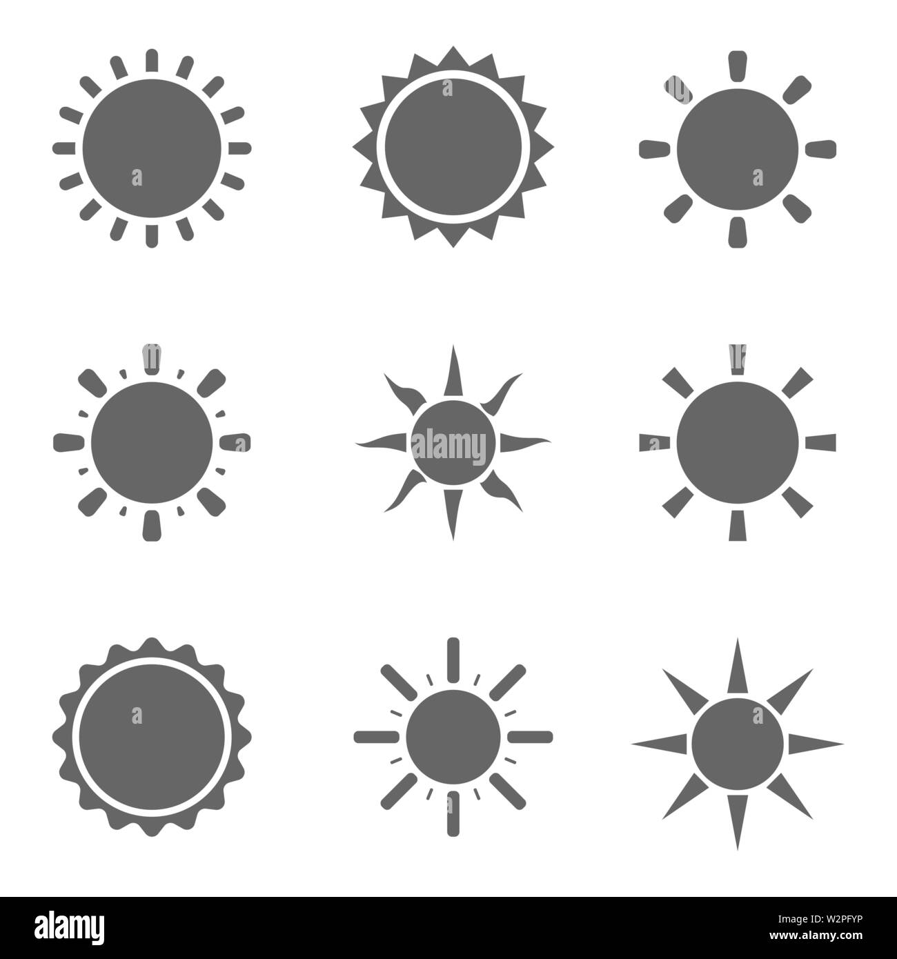 Set sun icons bright Black and White Stock Photos & Images - Alamy