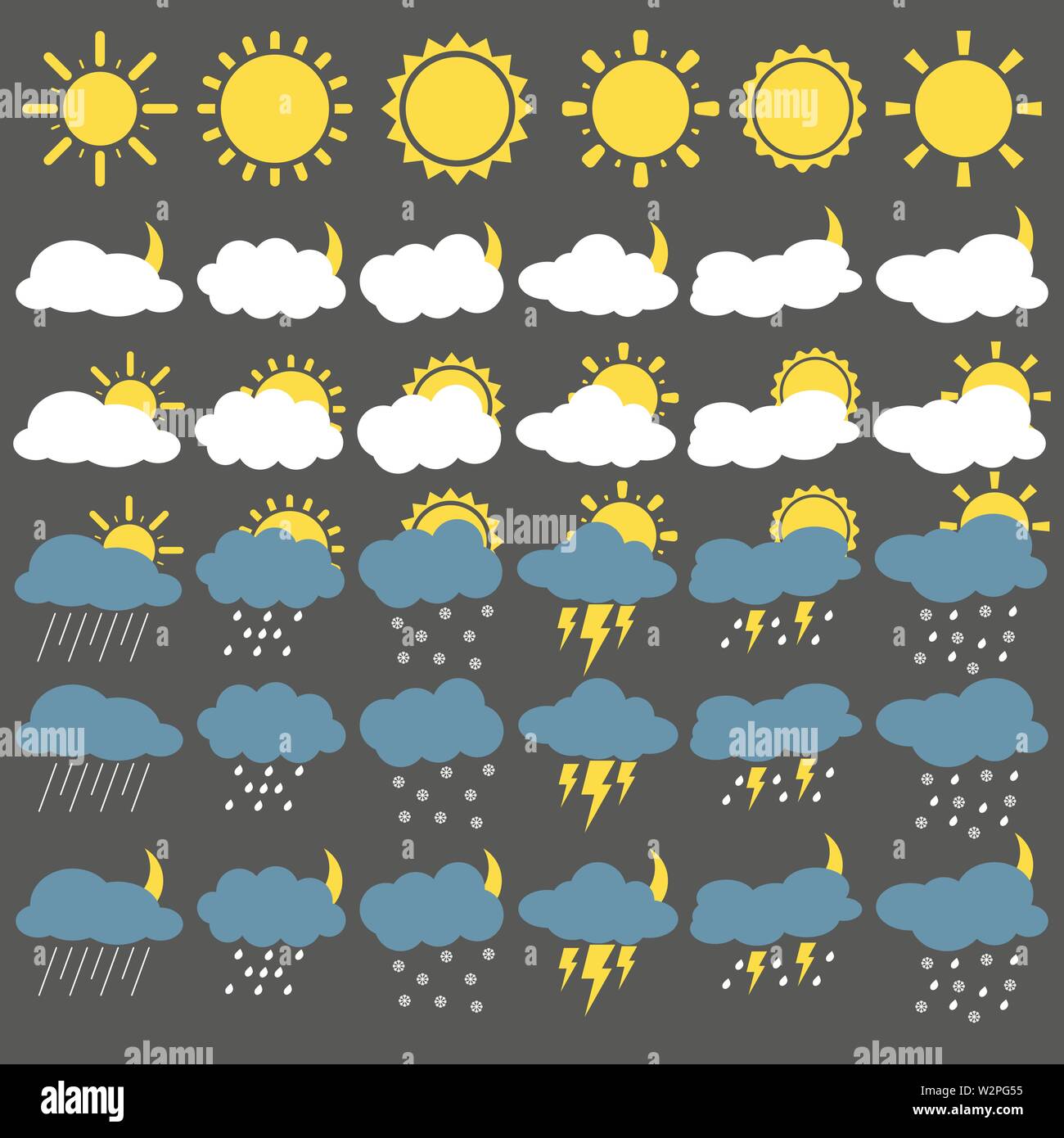 weather icon set. Flat nature concept. Vector Stock Vector Image & Art ...