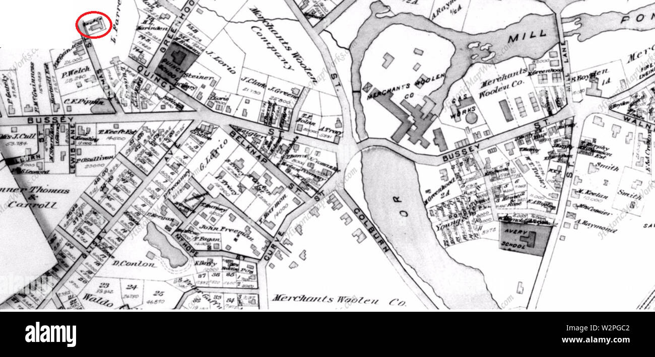 A map of East Dedham, Massachusetts, showing St Raphael's Church Stock ...