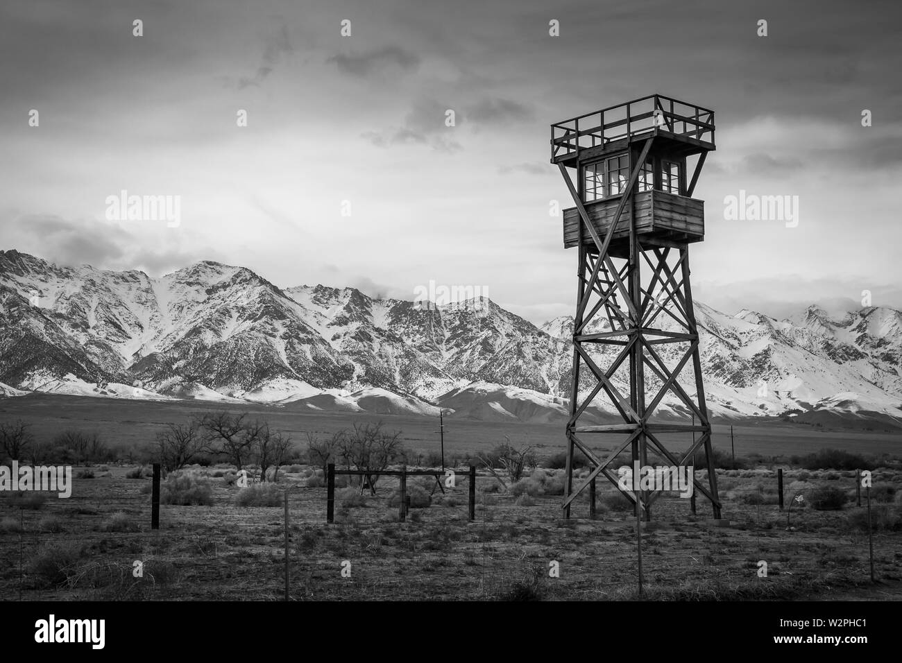 Guard tower at Manzanar National Historic Site in the Eastern Sierra ...